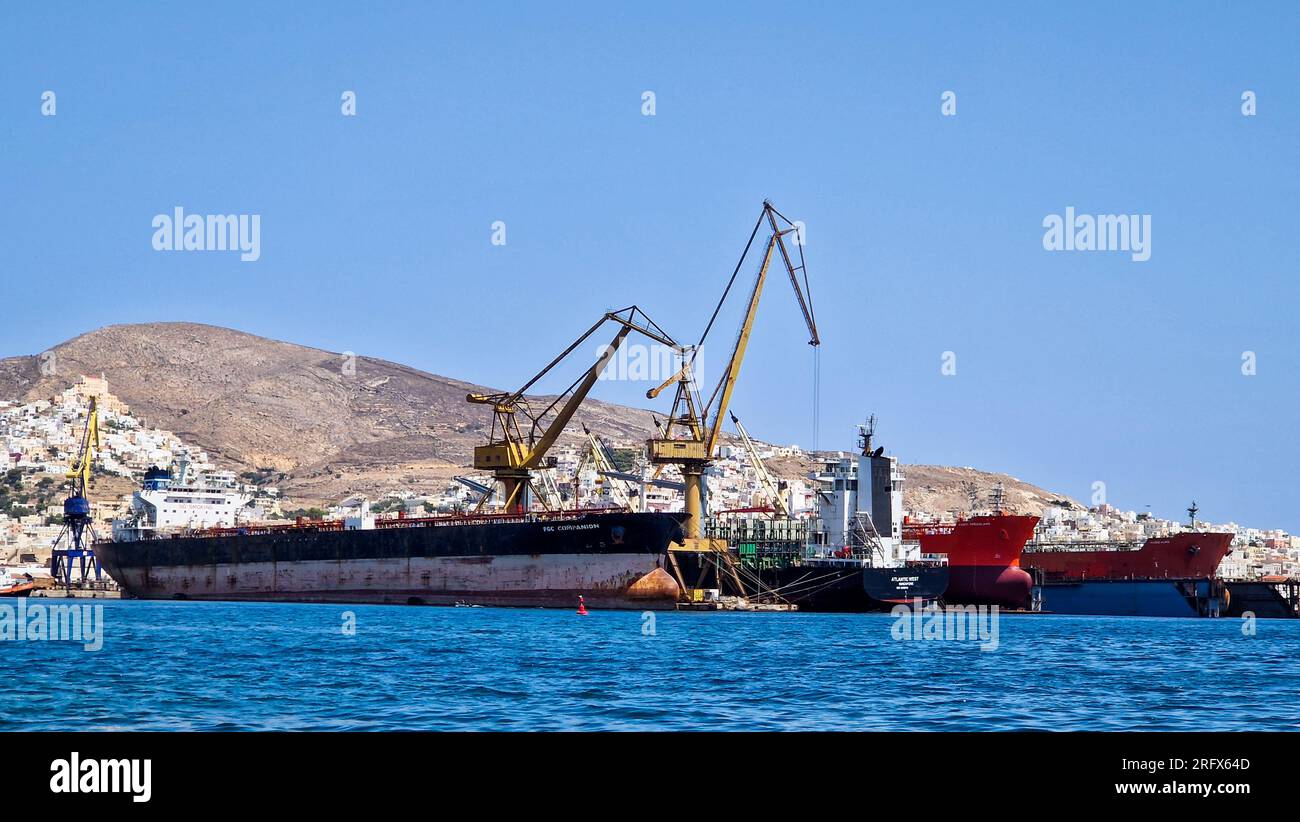 ONEX Syros shipyard, Ermopouli, Syros island, Greece, Southern Europe ...