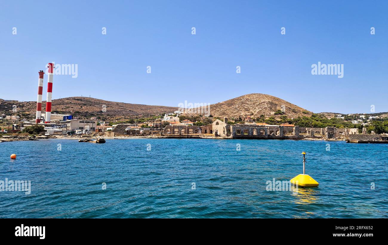 Electric power plant, Ermopouli, Syros Island, Greece, Southern Europe ...