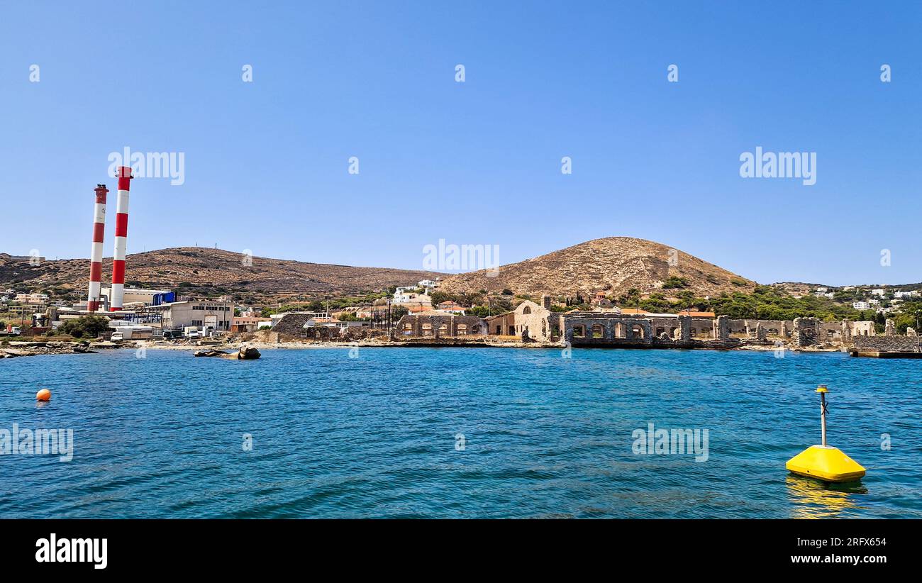 Electric power plant, Ermopouli, Syros Island, Greece, Southern Europe ...