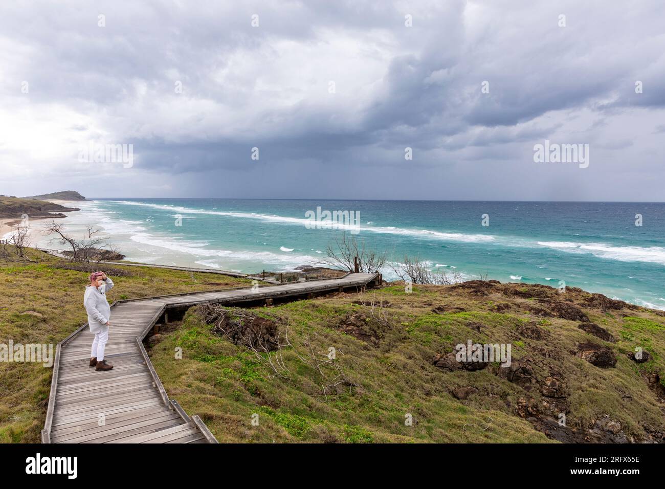 Fraser Island K'Gari Queensland, model released woman walking on ...