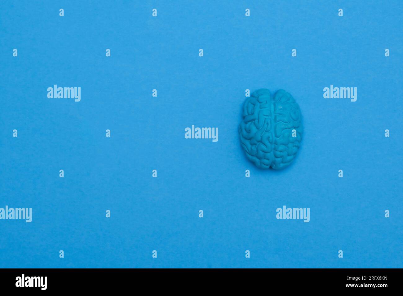 Blue brain on blue background. Horizontal medical theme poster ...
