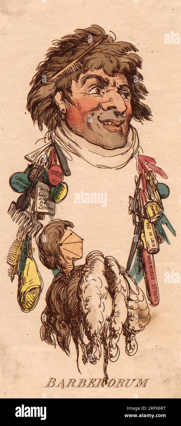 Heads: Barberorum 1800 by Thomas Rowlandson Stock Photo - Alamy