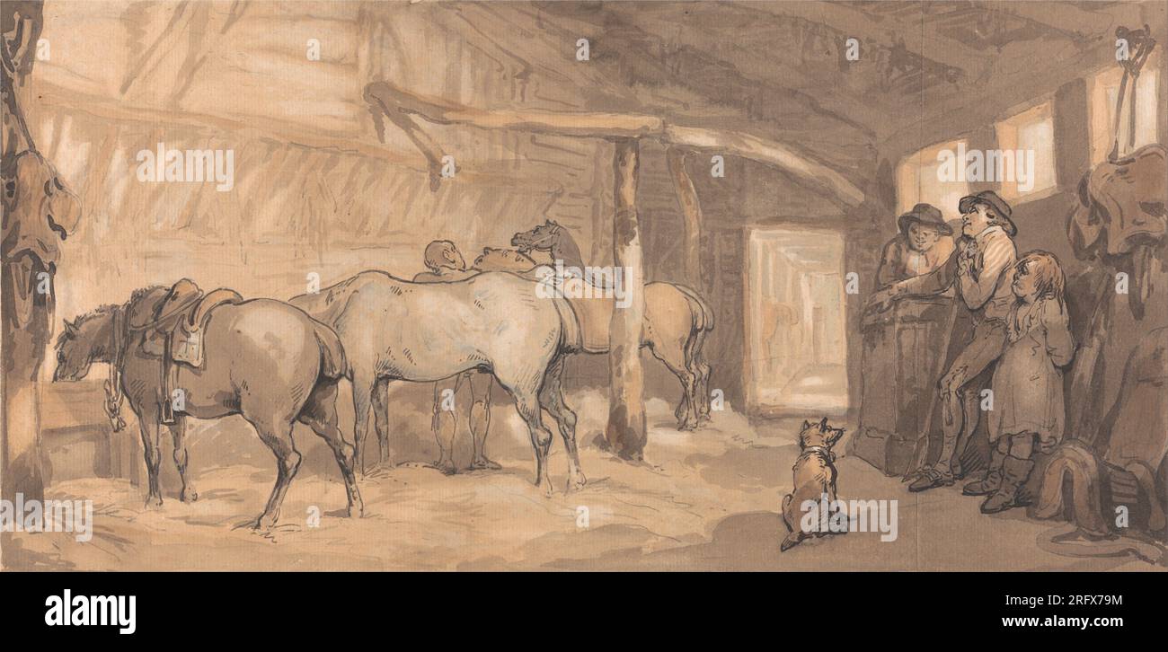 The Stable of an Inn circa 1790 by Thomas Rowlandson Stock Photo - Alamy