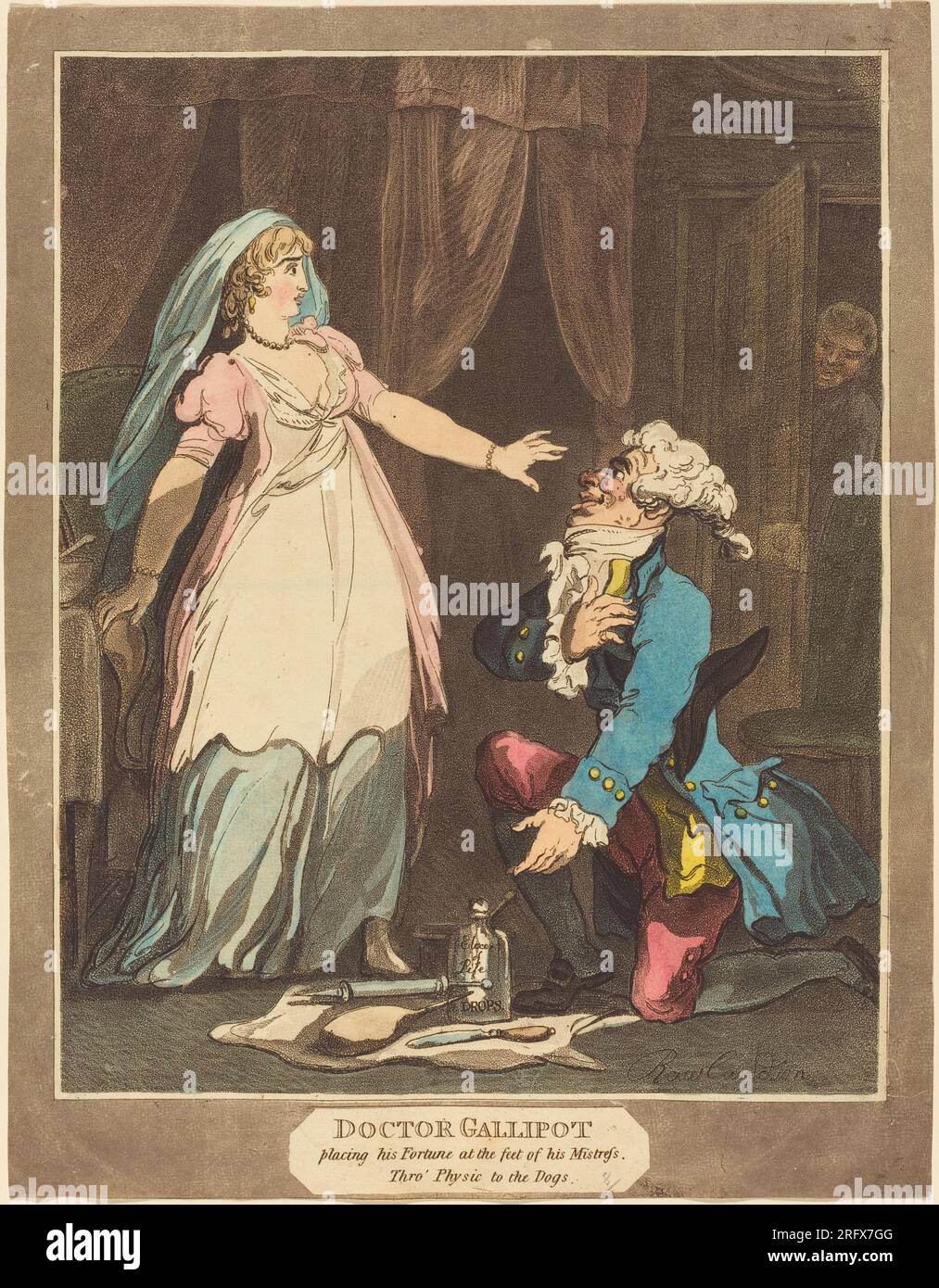 "Thomas Rowlandson, Doctor Gallipot placing his Fortune at the feet of ...
