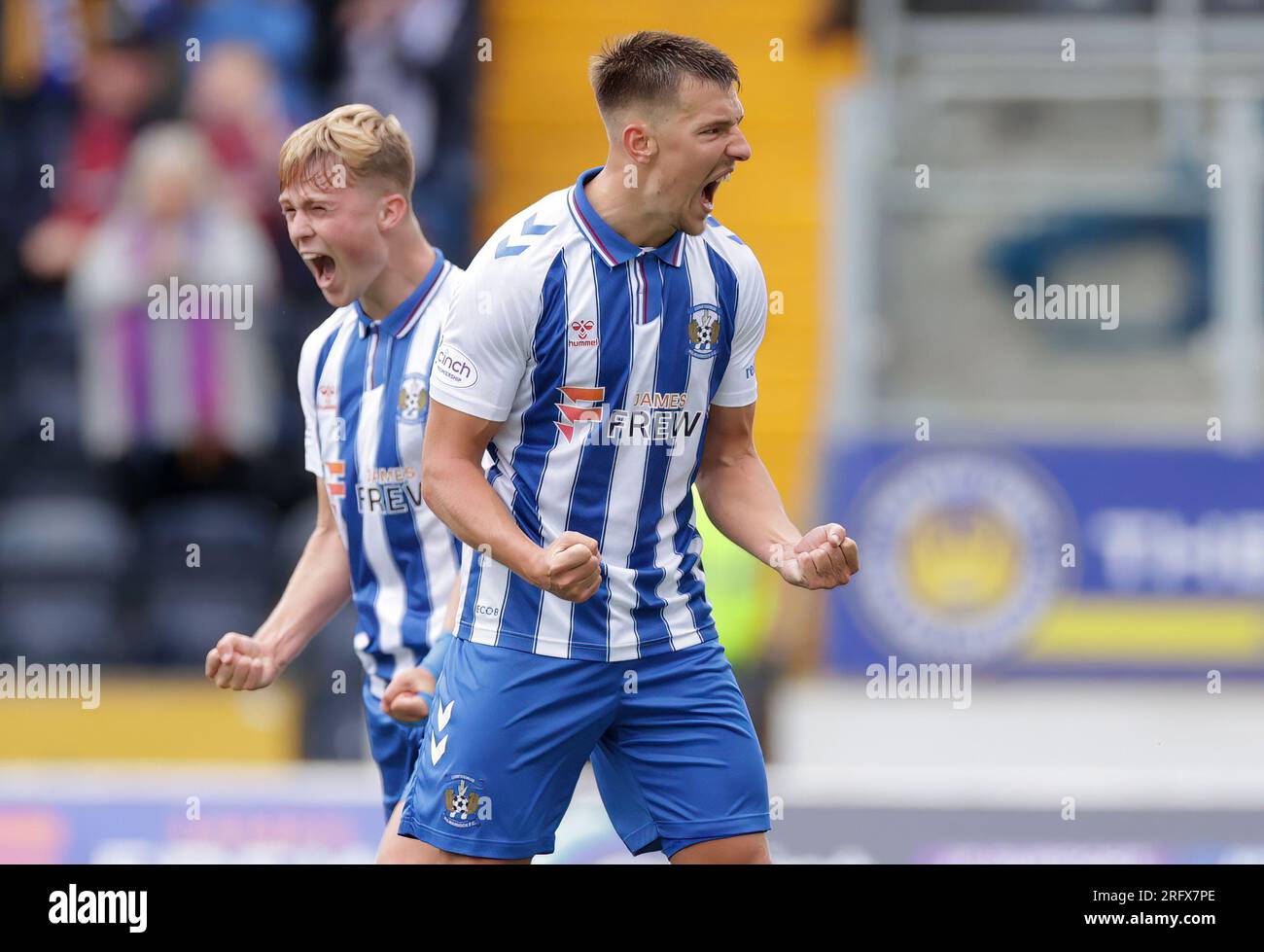 Kilmarnock’s Brad Lyons and David Watson celebrate after the cinch ...