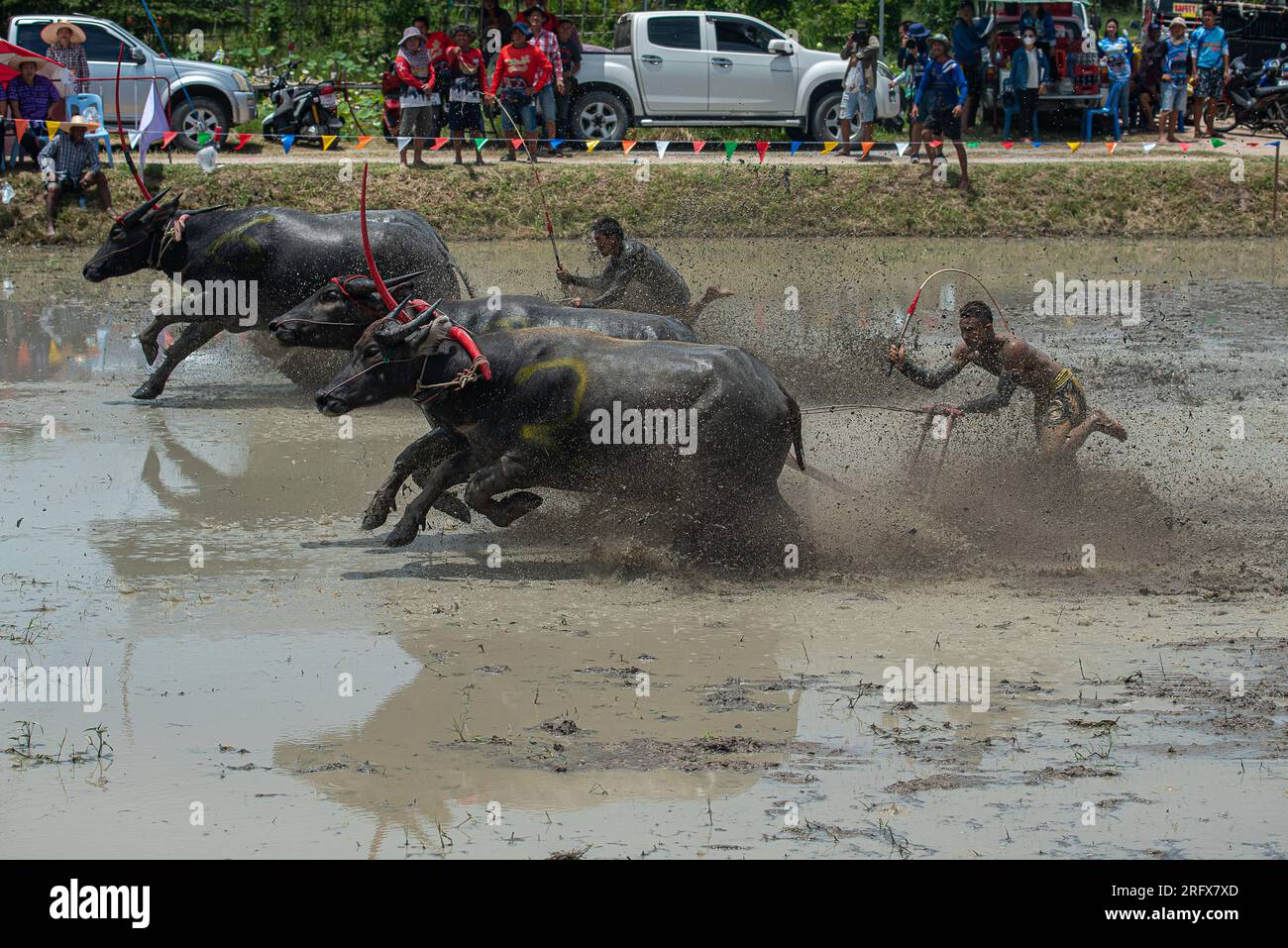 Chonburi, Thailand. 06th Aug, 2023. Jockeys seen compete during the ...