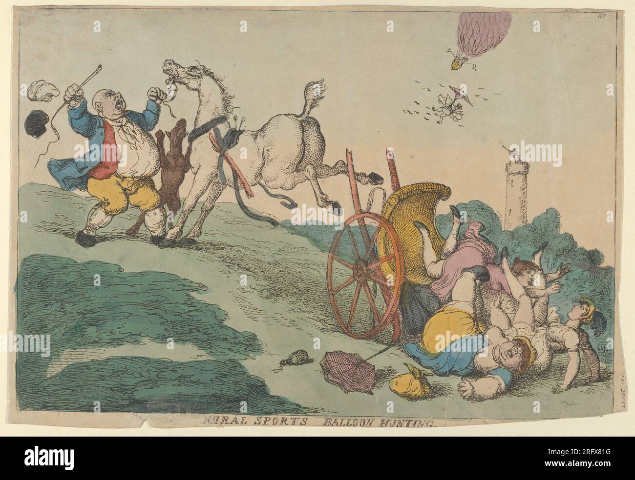 Rural Sports: Balloon Hunting 25 October 1811 by Thomas Rowlandson ...