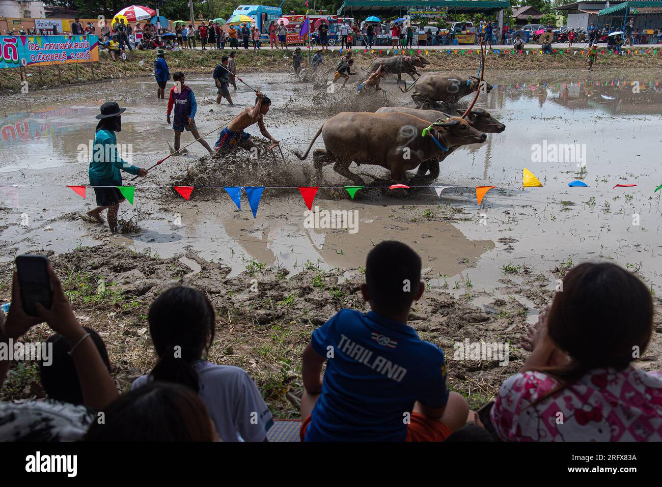 Chonburi, Thailand. 06th Aug, 2023. Jockeys seen compete during the ...