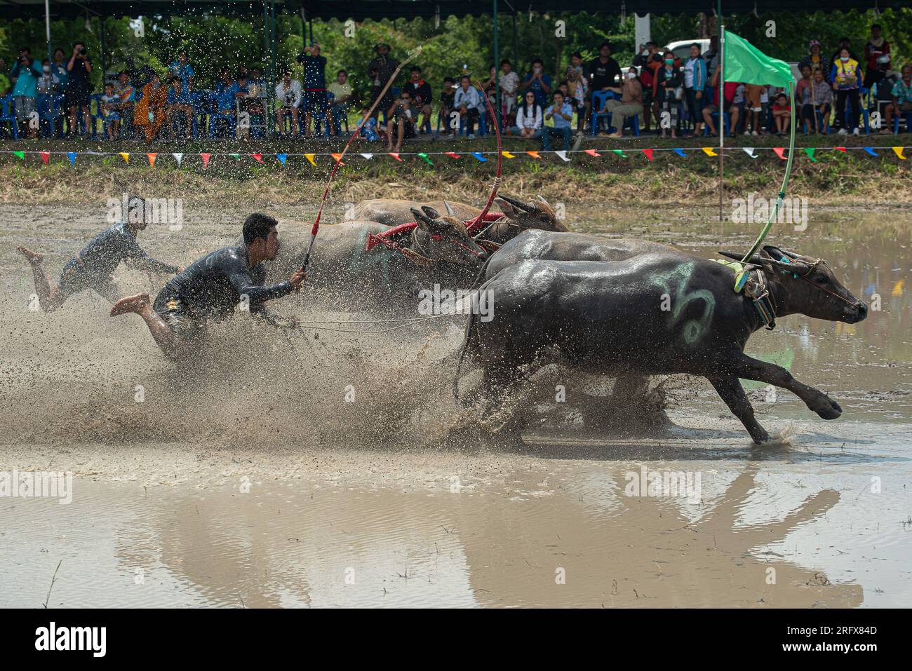 Chonburi, Thailand. 06th Aug, 2023. Jockeys seen compete during the ...