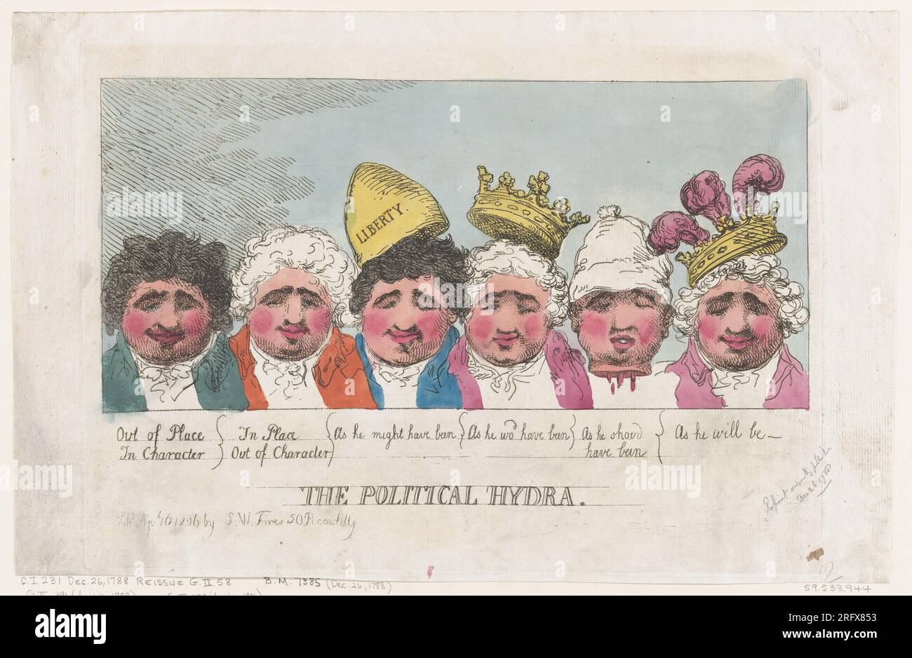 The Politcal Hydra 10 April 1806 by Thomas Rowlandson Stock Photo - Alamy
