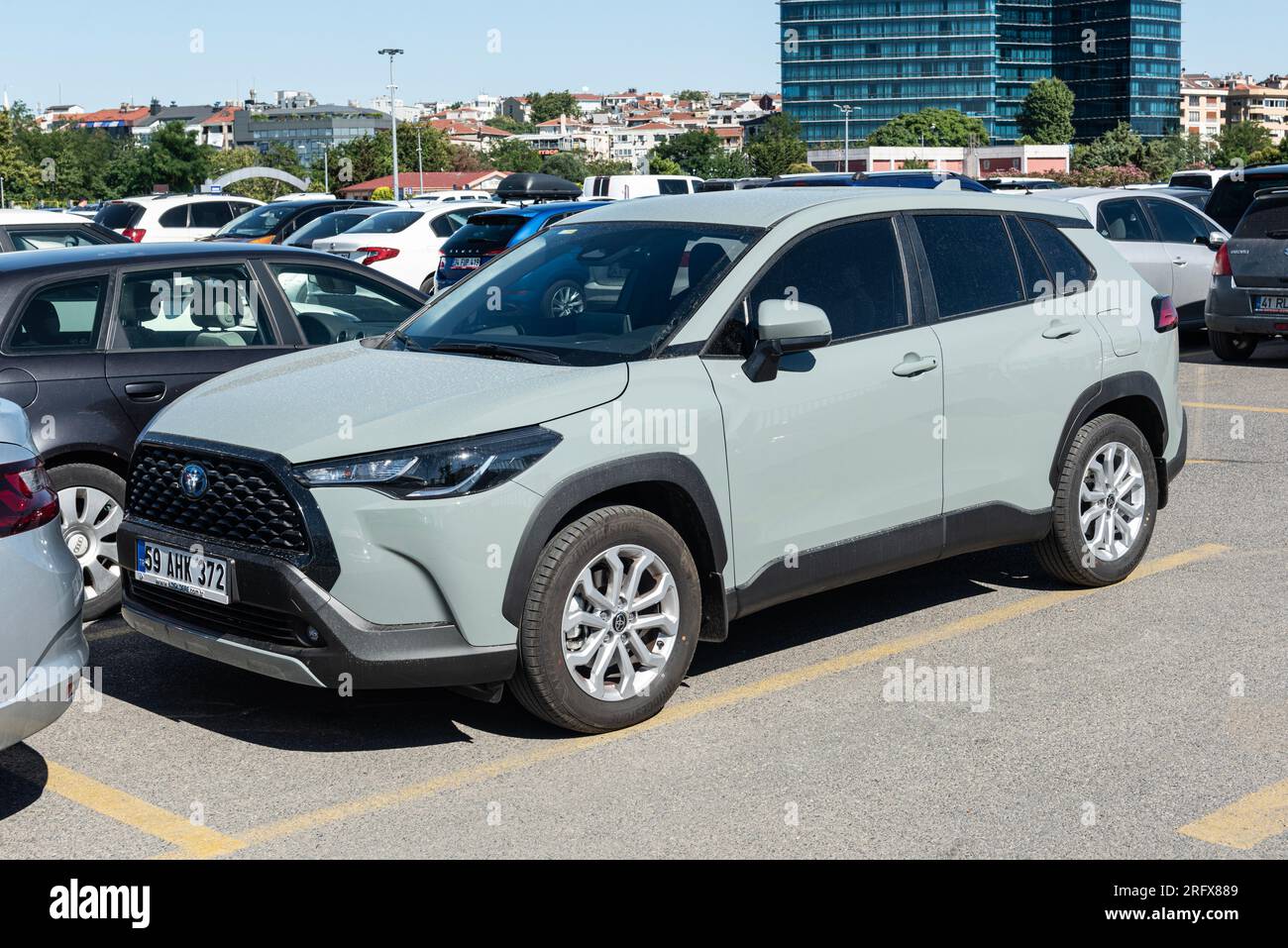 ISTANBUL, TURKEY - JULY 29, 2023: Toyota Corolla Cross is a compact ...