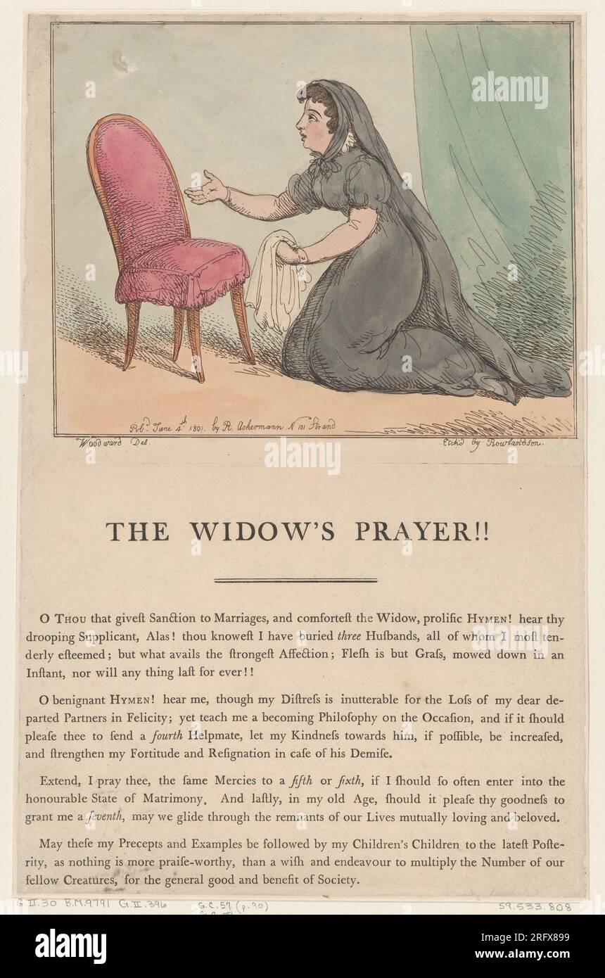 The Widow's Prayer!! 4 June 1801 by Thomas Rowlandson Stock Photo - Alamy