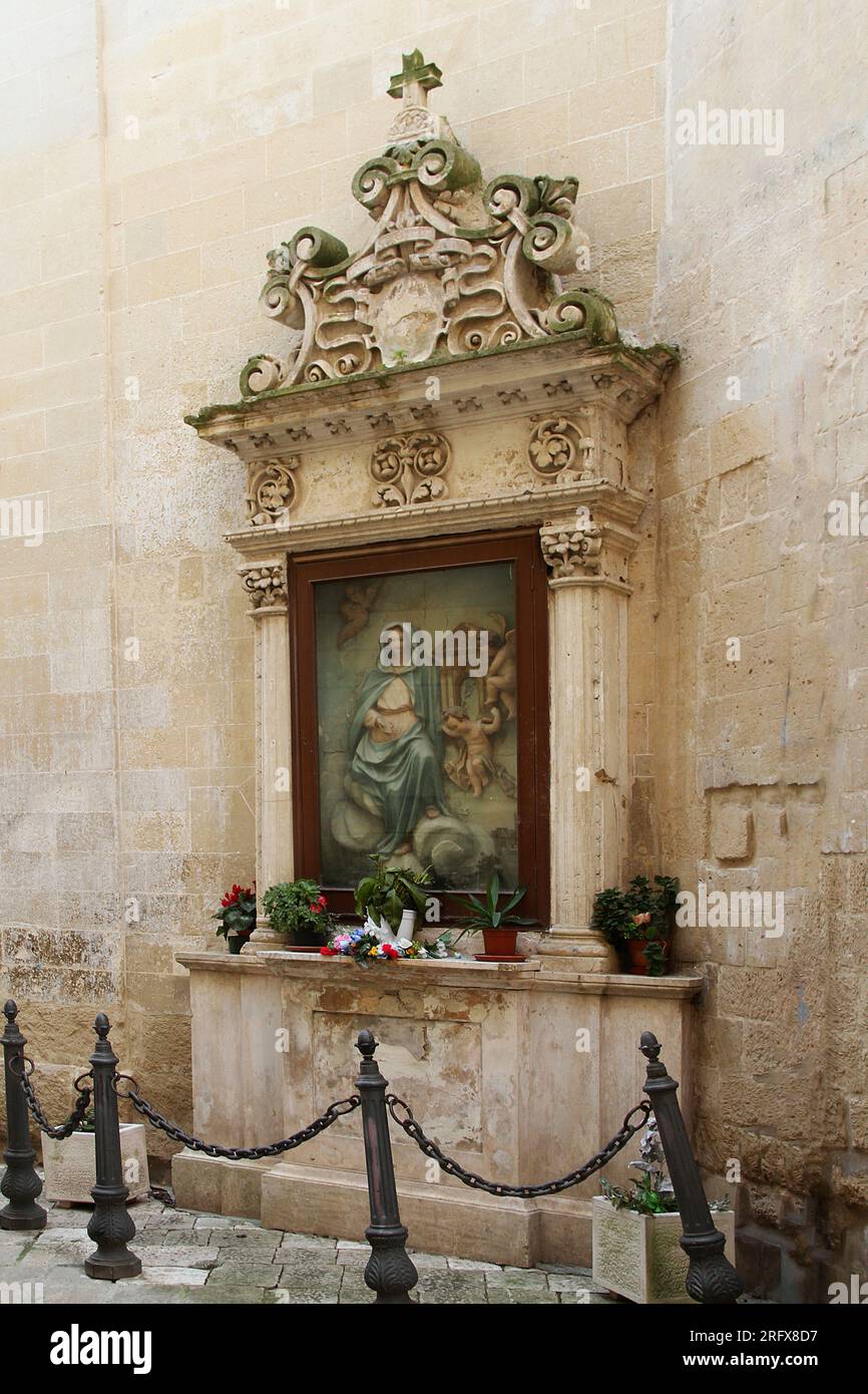 Lecce, Italy. Small shrine outside Chiesa di Santa Irene Stock Photo ...