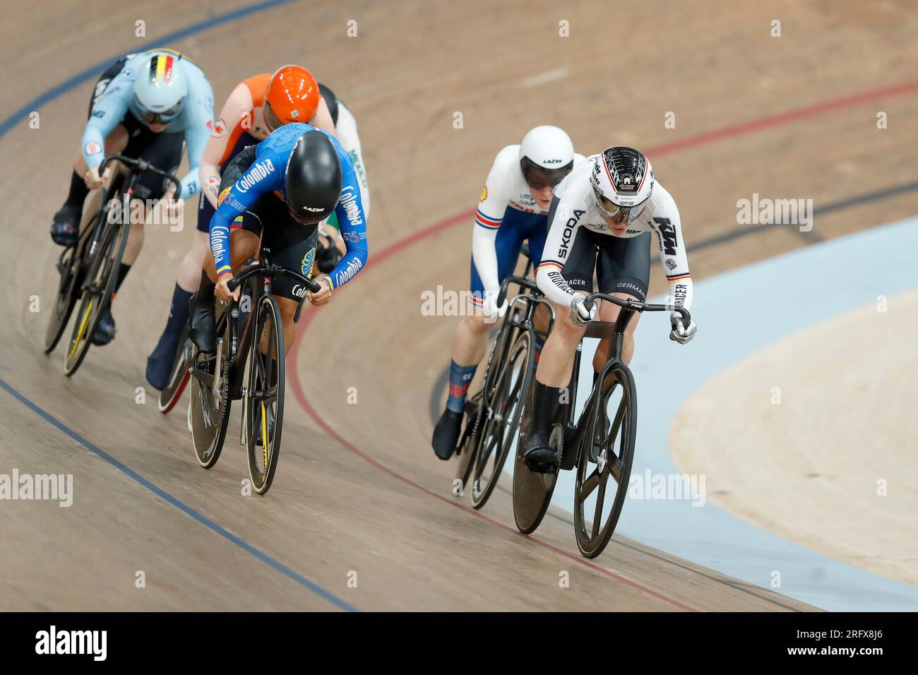 Colombia's Martha Bayona Pineda (left) in action alongside Germany's ...