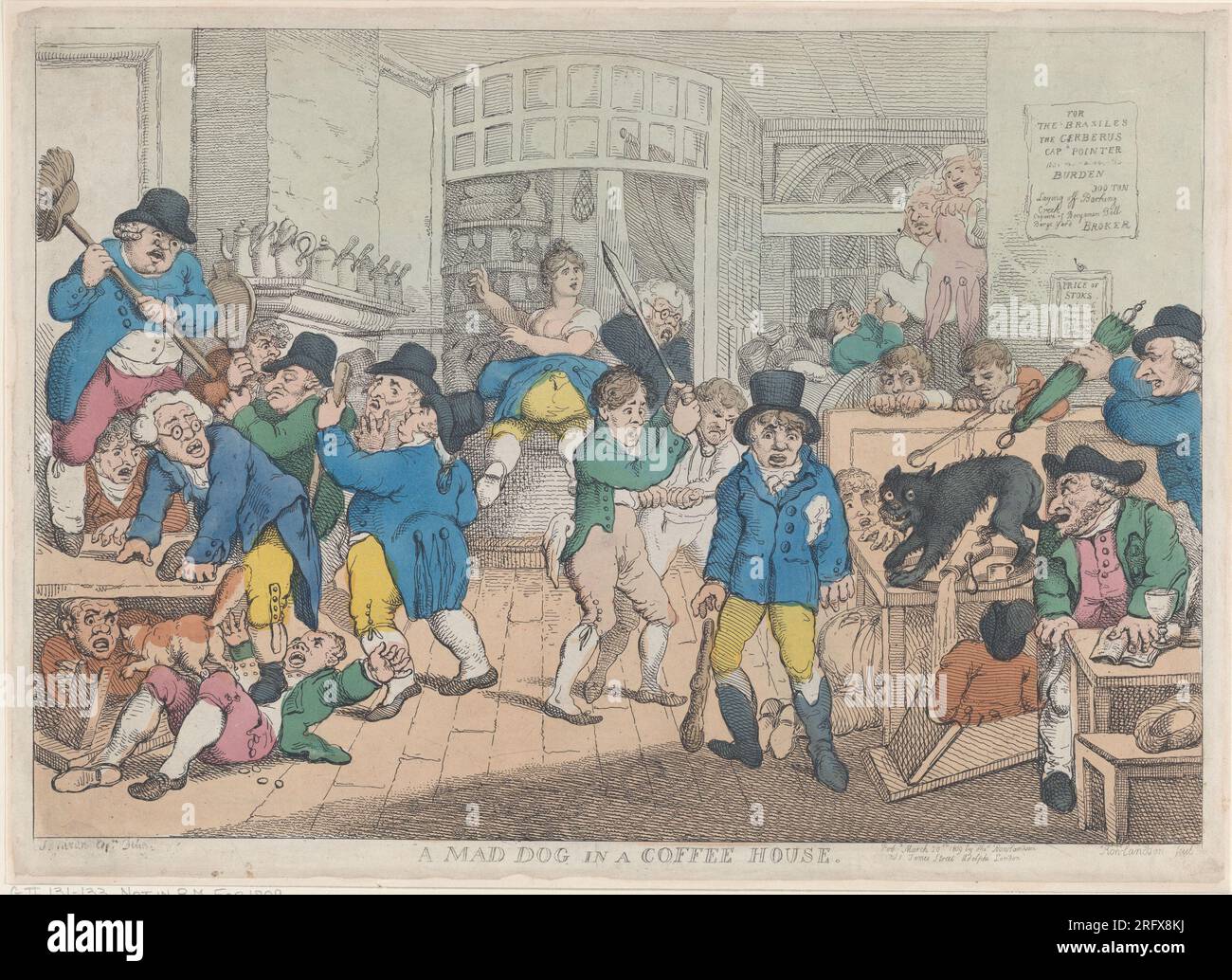 A Mad Dog in a Coffee House 20 March 1809 by Thomas Rowlandson Stock ...