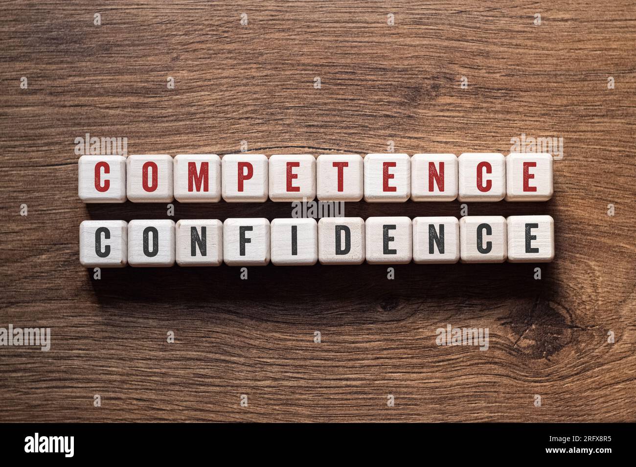 Competence confidence - word concept on building blocks, text, letters ...