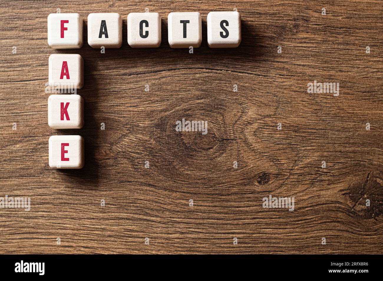 Fake facts - word concept on building blocks, text, letters Stock Photo ...