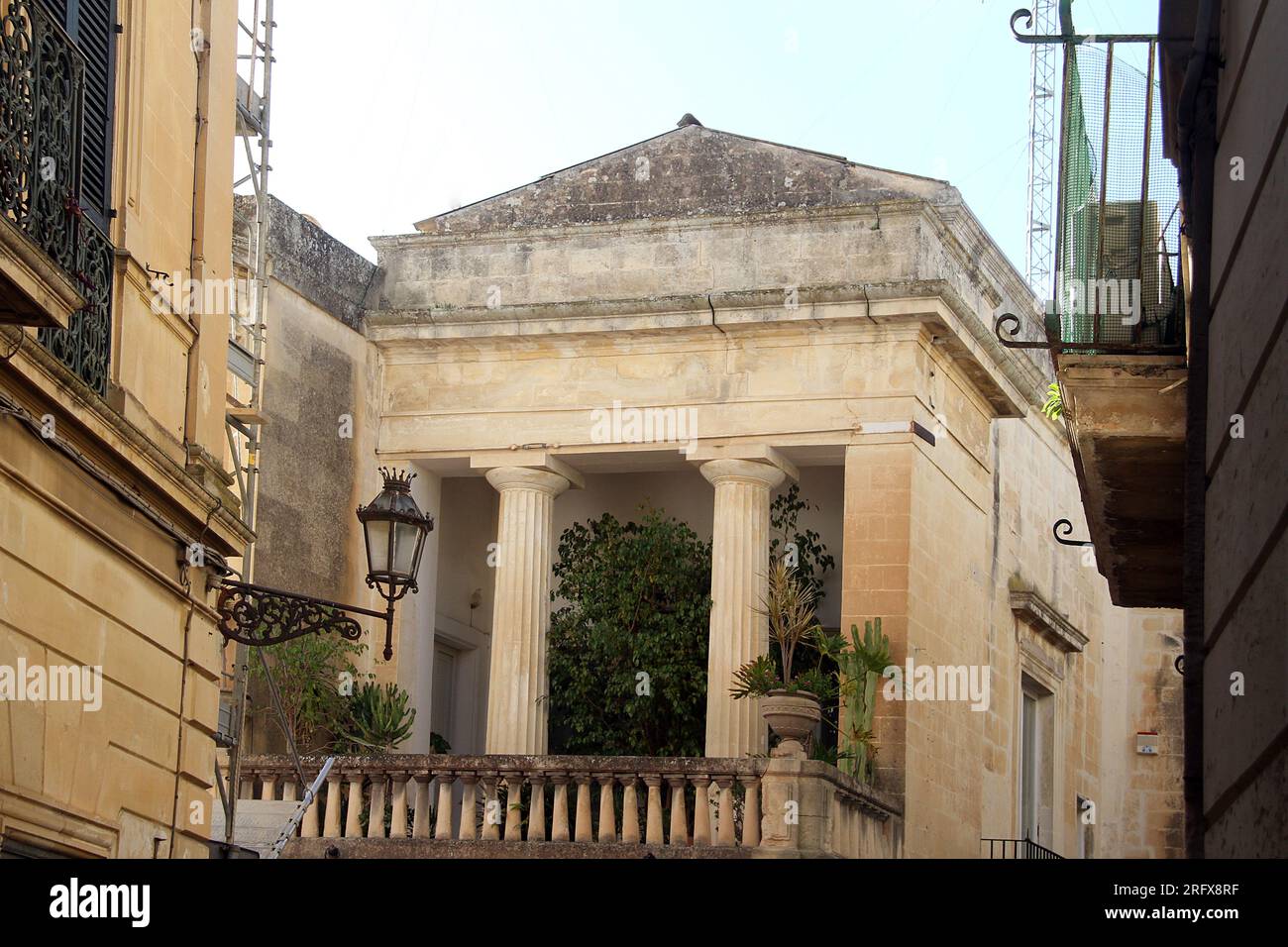 Lecce, Italy. Beautiful loggia of a building in the historical center ...