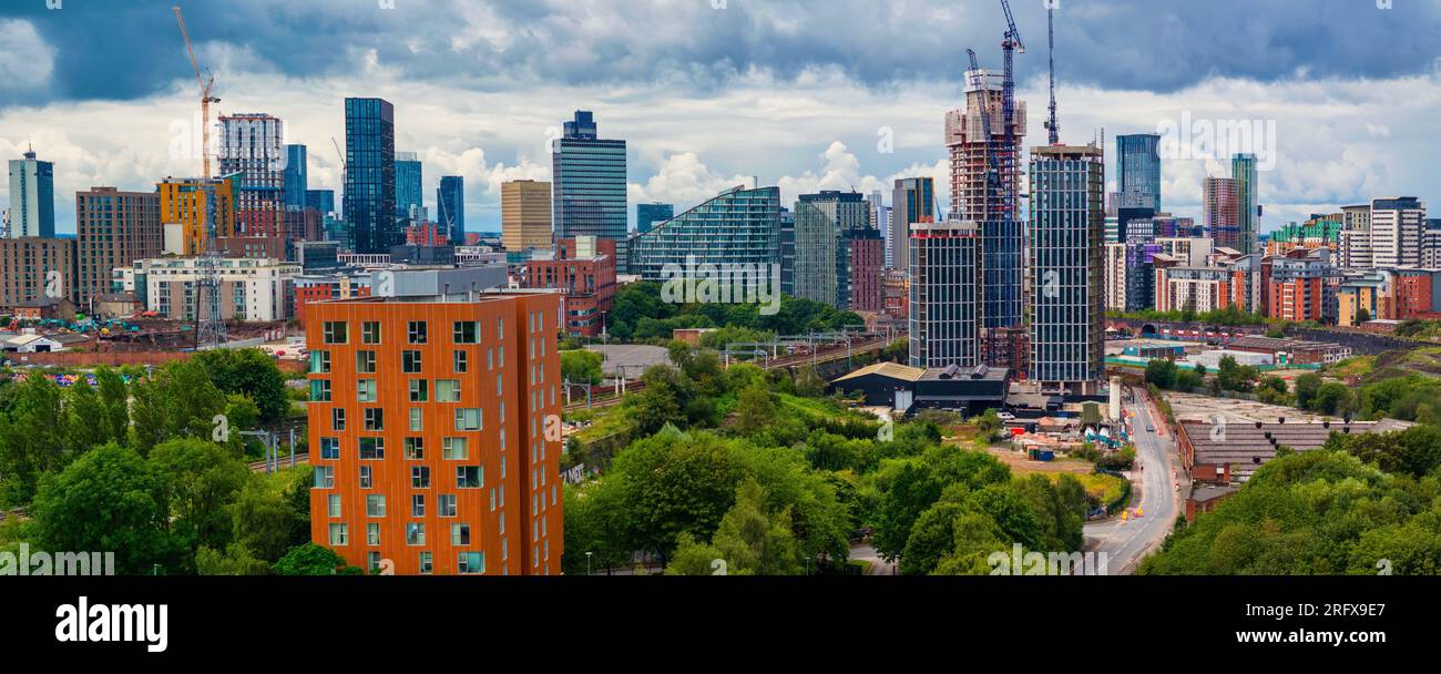 Manchester Cityscape as seen from Victoria Riverside Stock Photo - Alamy