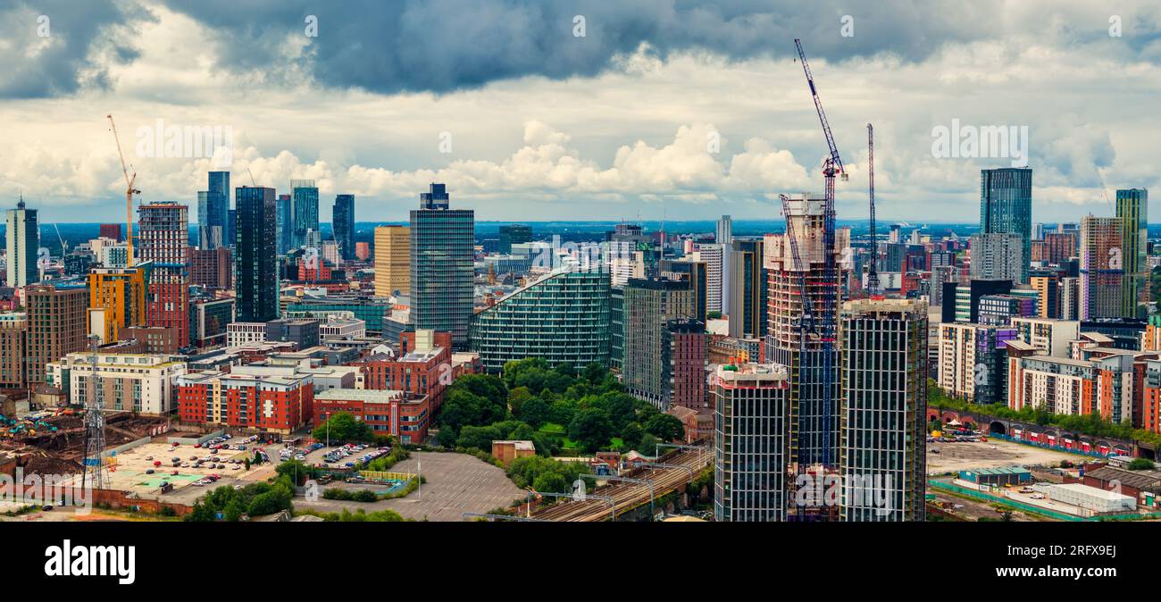 Manchester Cityscape as seen from Victoria Riverside Stock Photo - Alamy