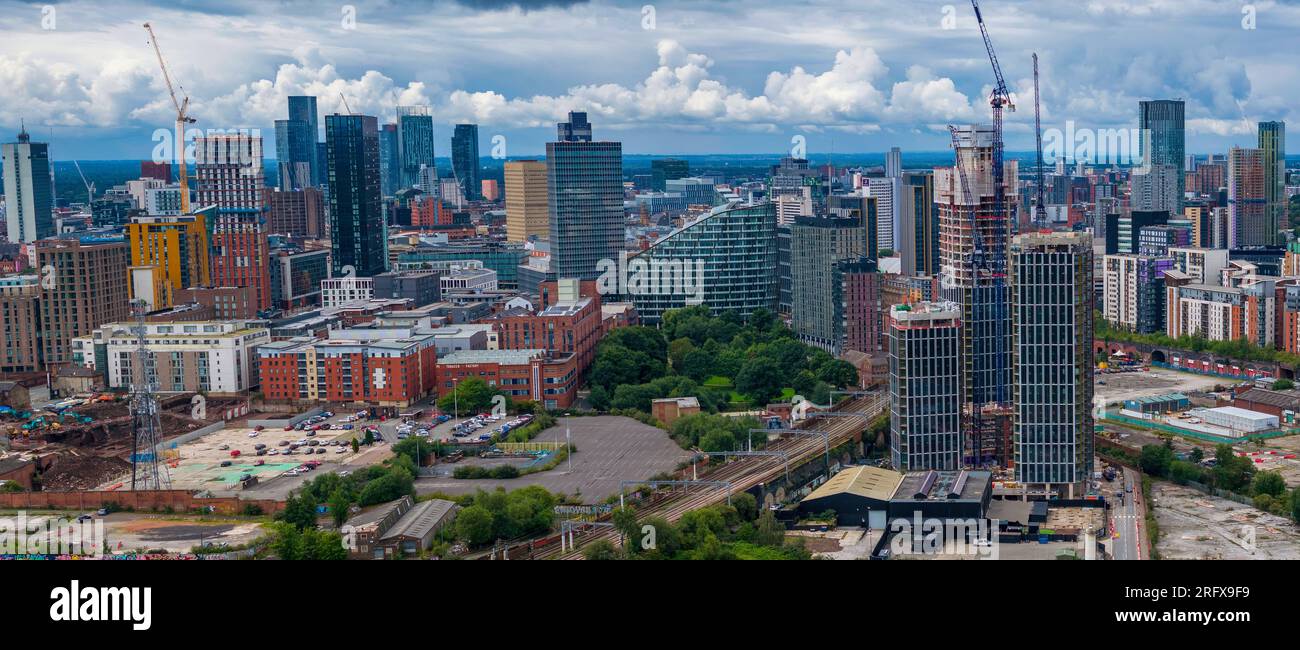 Manchester Cityscape as seen from Victoria Riverside Stock Photo - Alamy