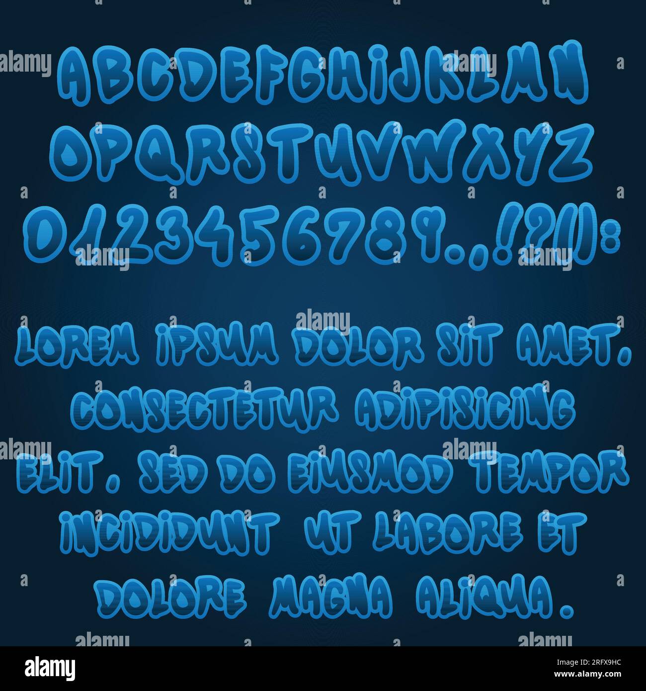 Blue Font Set Full Alphabet Stock Vector Image & Art - Alamy