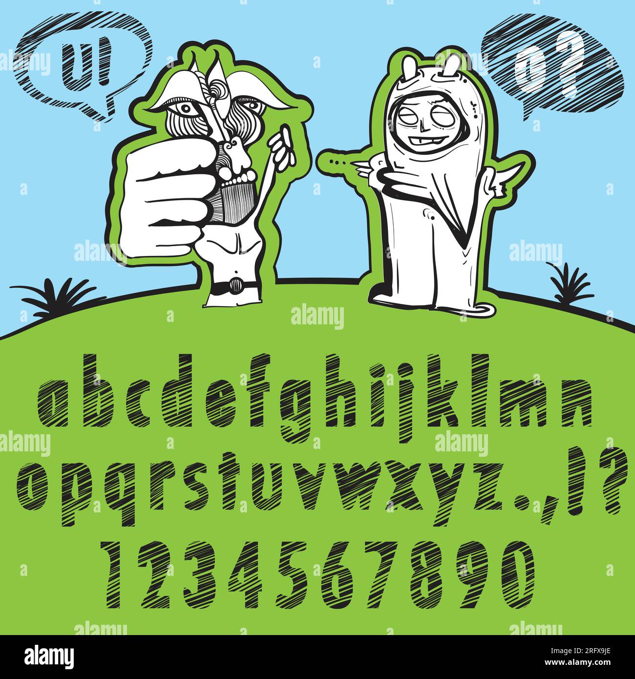 Hand Drawn Full Alphabet with Funny Concept Stock Vector Image & Art ...