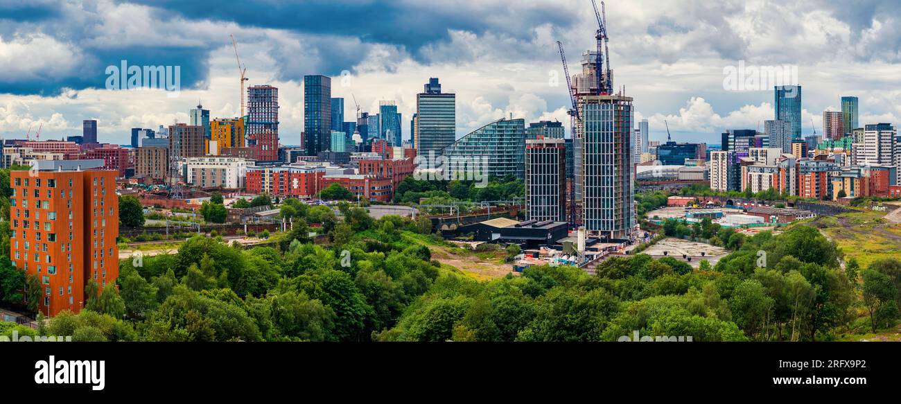Manchester Cityscape as seen from Victoria Riverside Stock Photo - Alamy