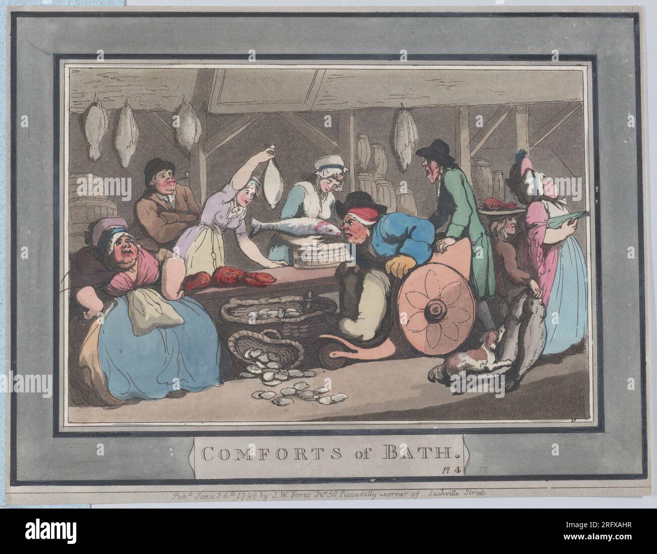 Comforts of Bath, Plate 4 1798 by Thomas Rowlandson Stock Photo - Alamy