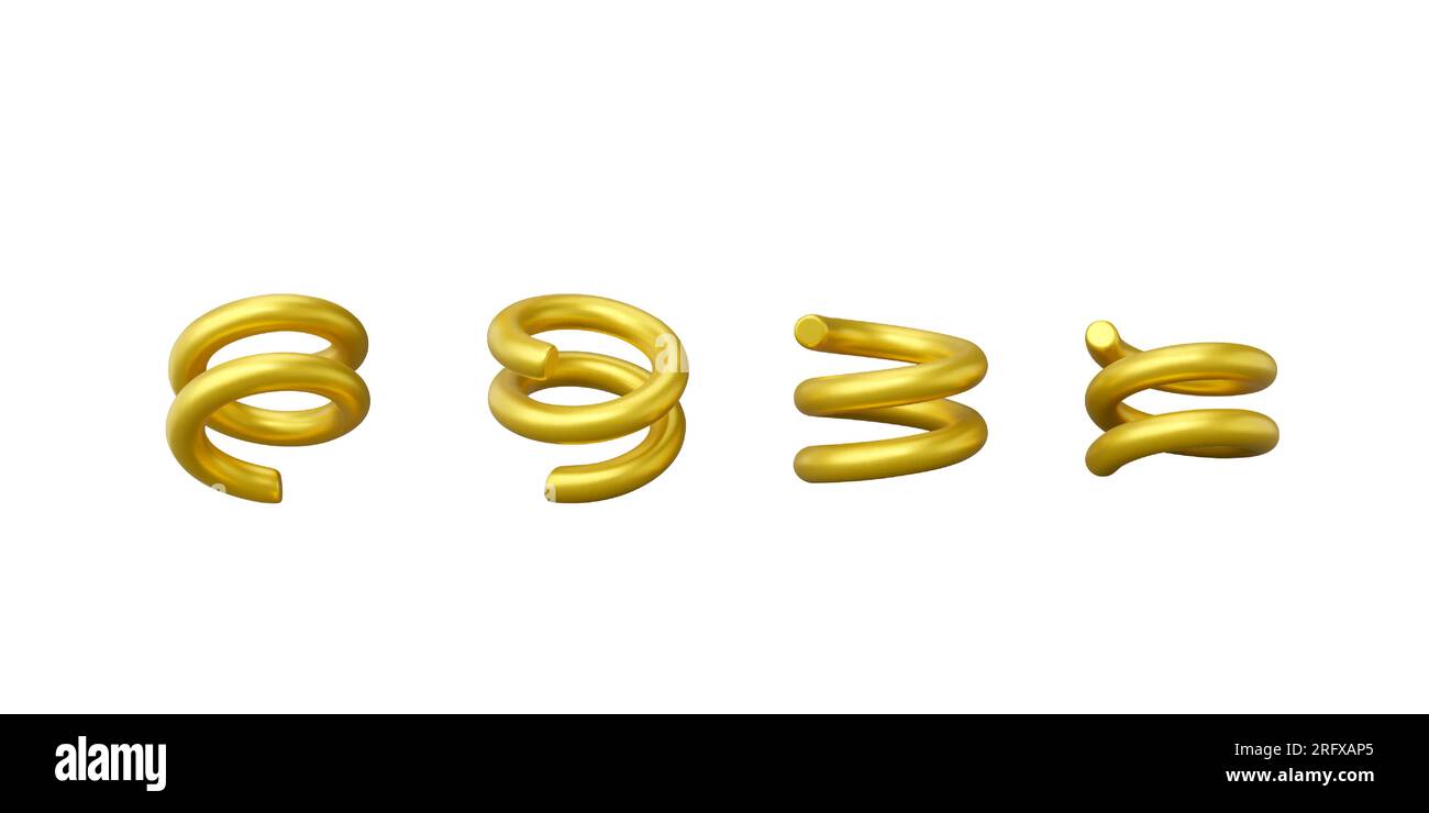 Realistic golden 3D spiral confetti. vector illustration isolated on white background Stock ...