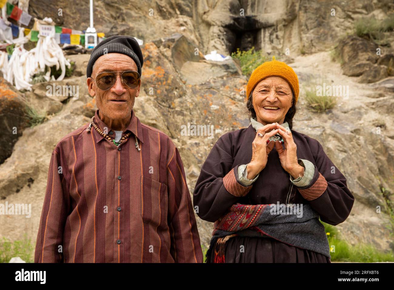 India, Ladakh, Suru Valley, Sankoo, Kartse Khar, female pilgrim at ...