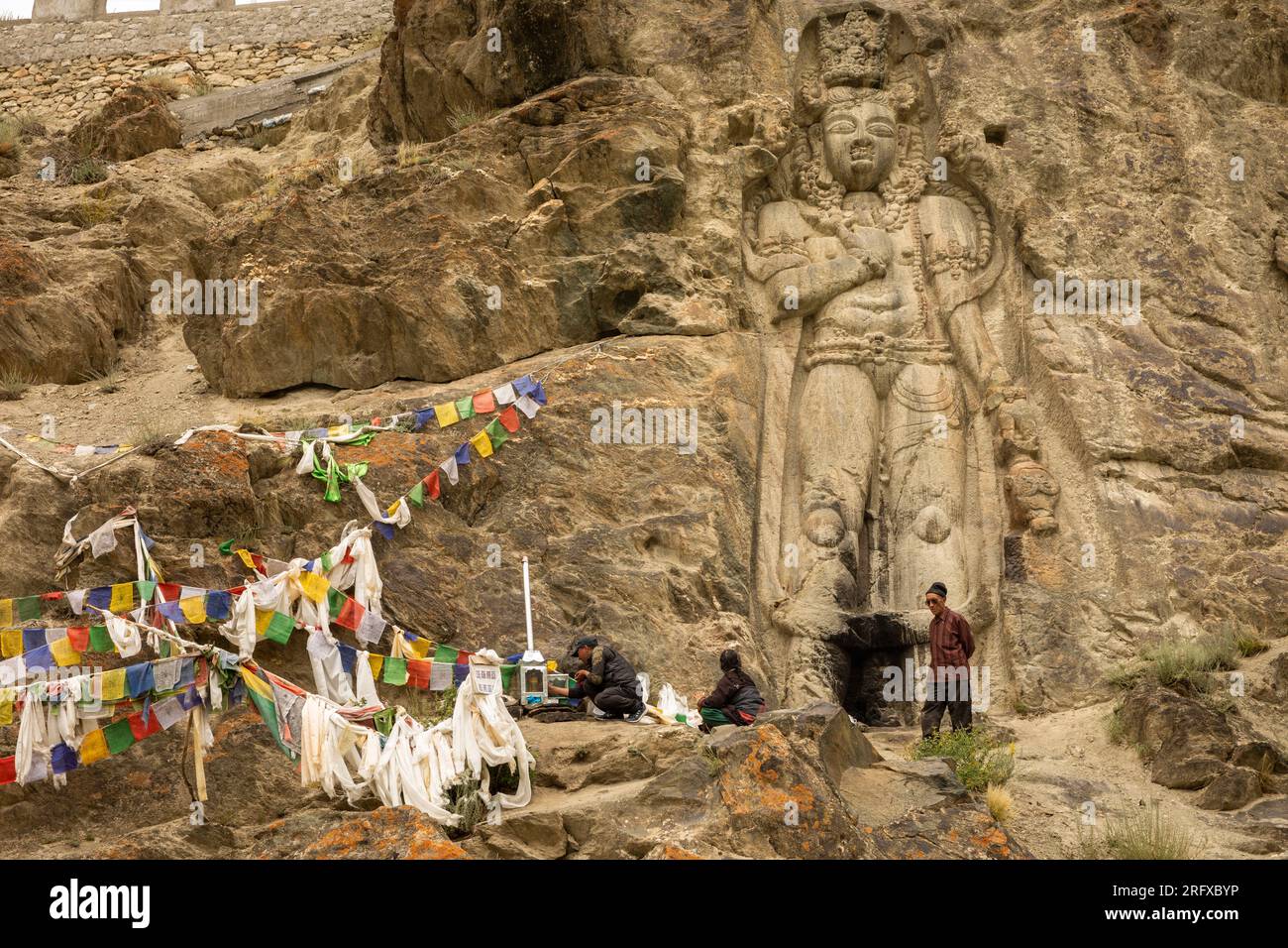 India, Ladakh, Suru Valley, Sankoo, Kartse Khar, pilgrims at Chamba ...