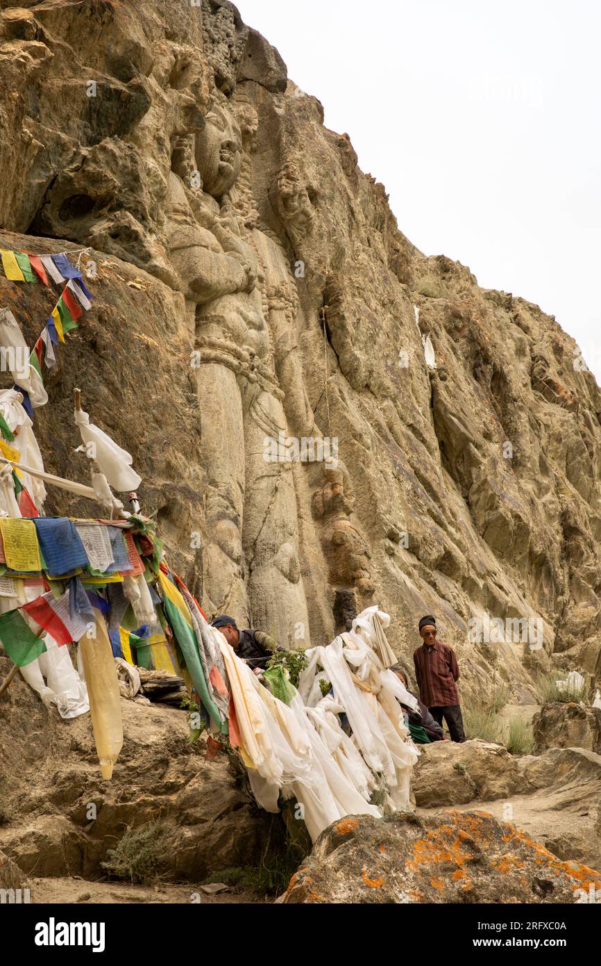 India, Ladakh, Suru Valley, Sankoo, Kartse Khar, pilgrims at Chamba ...