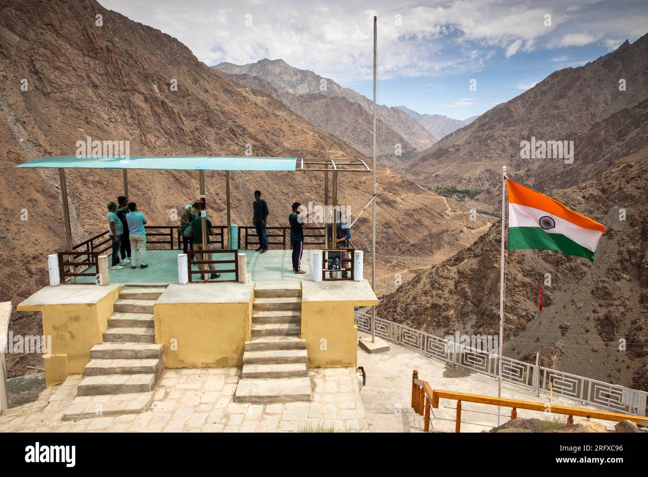 India, Jammu & Kashmir, Kargil, Hundarman, Indian flag at LOC Line of ...