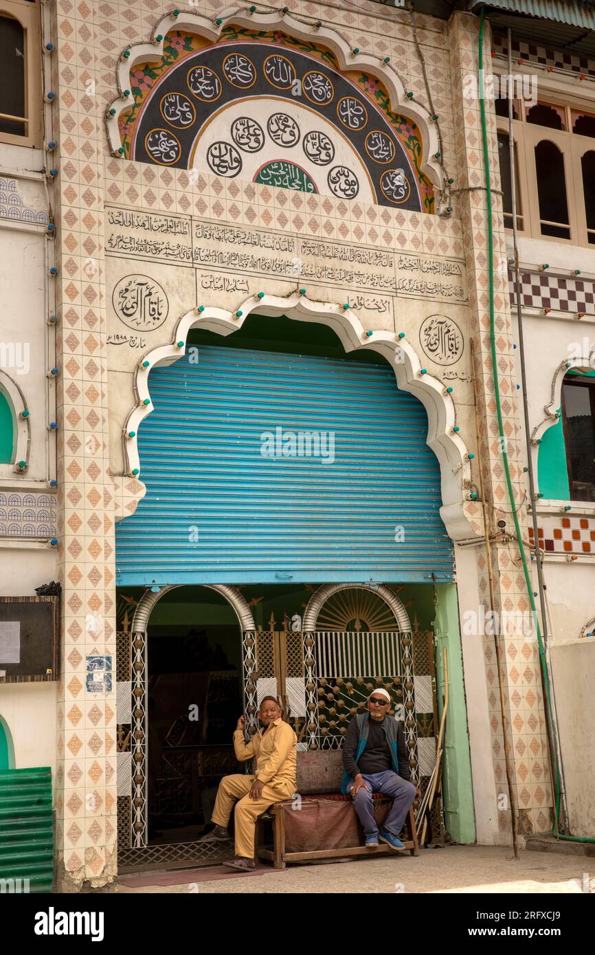 India, Jammu & Kashmir, Kargil, bazaar, mosque doorway at Ashura Stock ...