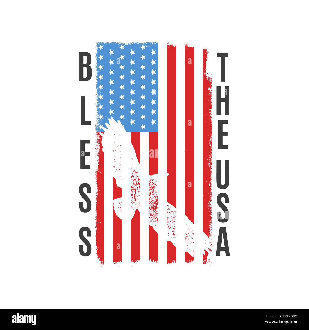 4th of July typography design with quote - bless the usa and eagle. US ...