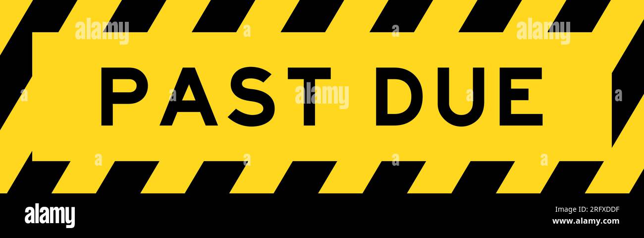Yellow and black color with line striped label banner with word past ...
