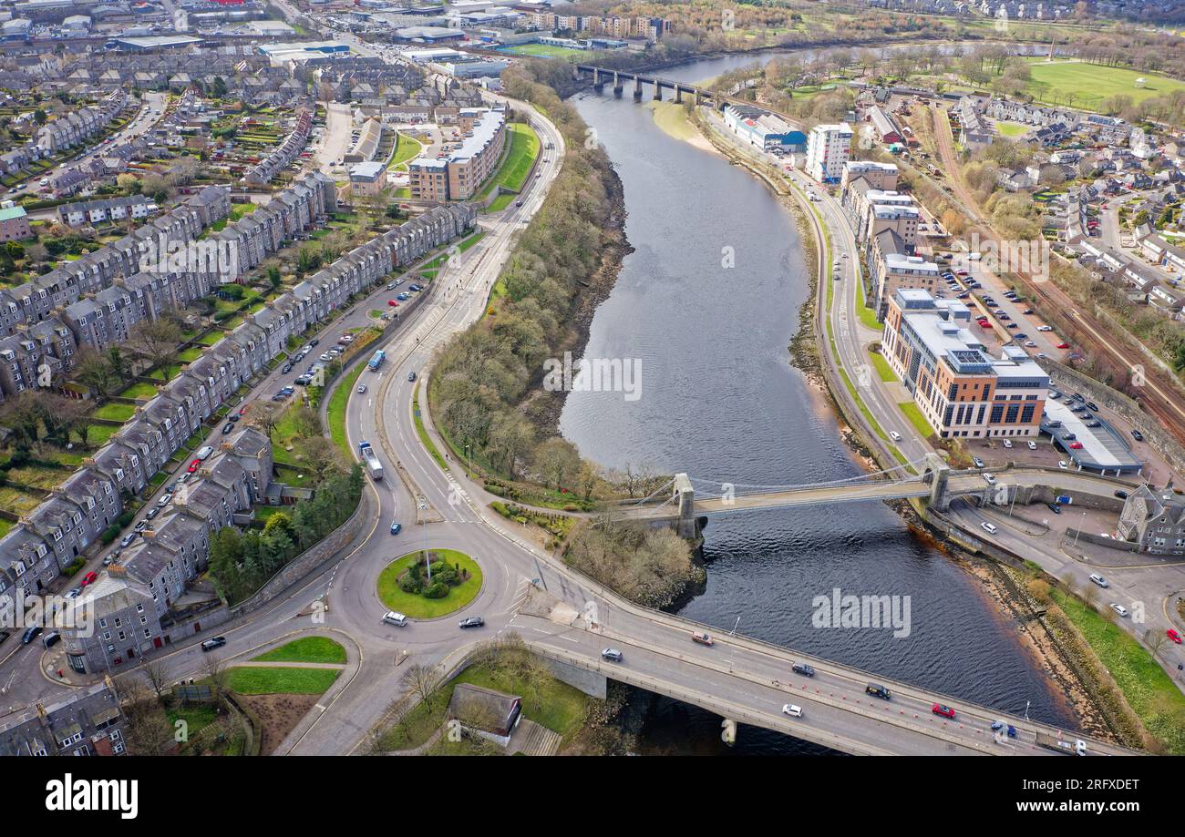 The River Dee in Aberdeen aerial view Stock Photo - Alamy