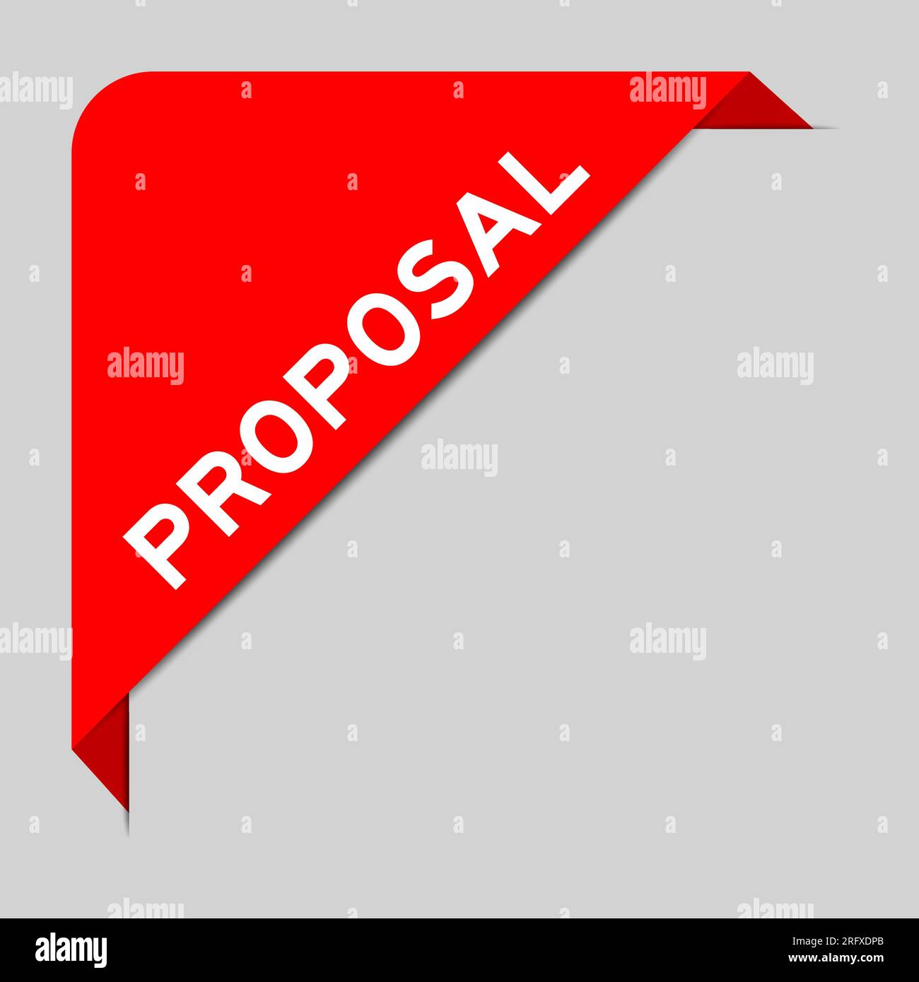 Red color of corner label banner with word proposal on gray background ...