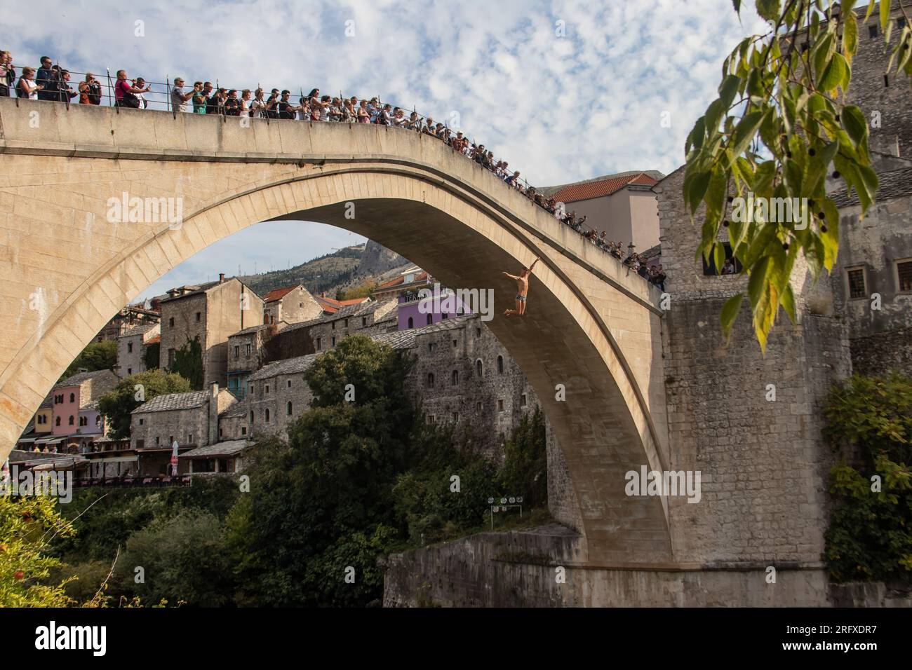 Mostar, Bosnia and Herzegovina, Traditional jump from Old Mostar Bridge ...