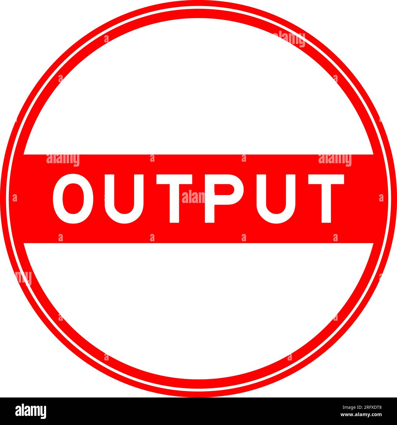 Red color round seal sticker in word output on white background Stock ...