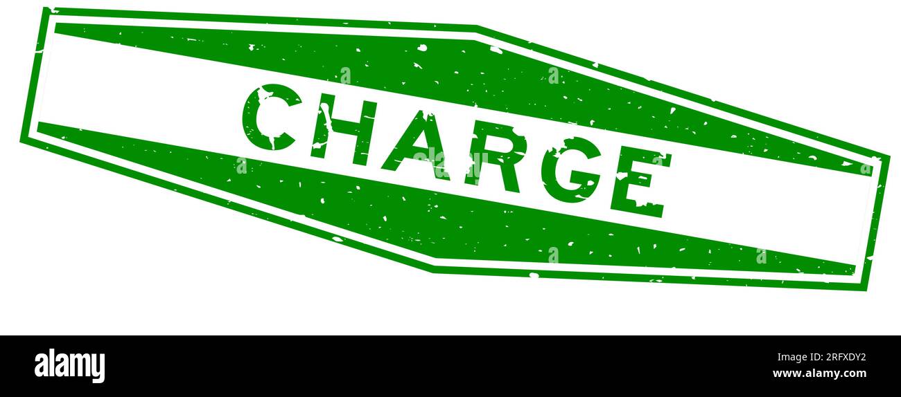 Grunge green charge word hexagon rubber seal stamp on white background ...