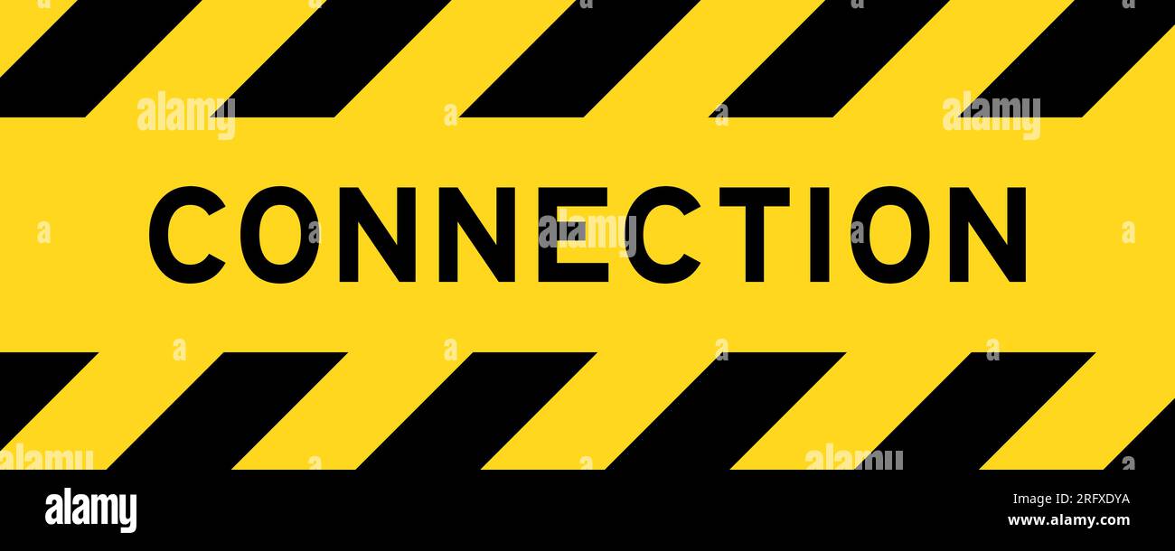 Yellow and black color with line striped label banner with word ...