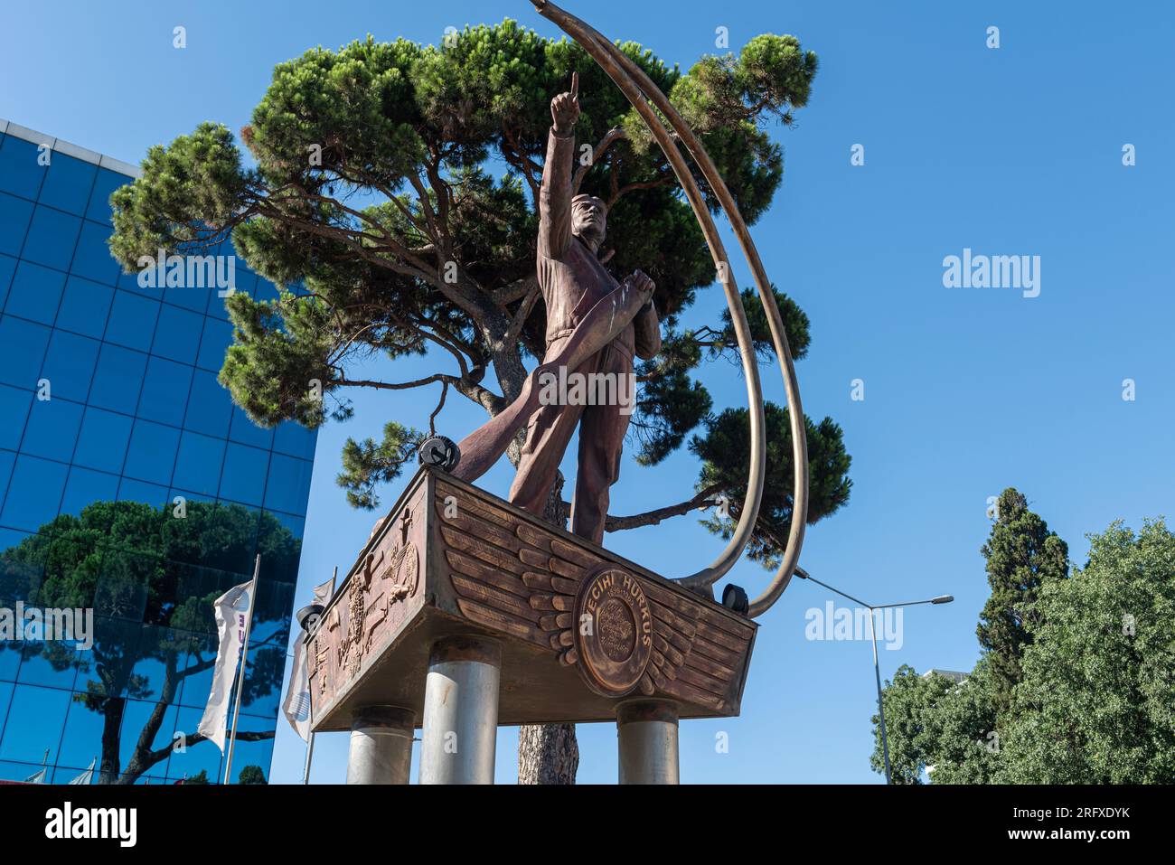 ISTANBUL, TURKEY - JULY 29, 2023: Vecihi Hurkus monument on Kadikoy ...