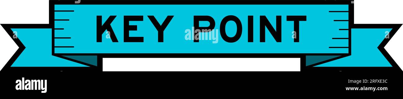 Ribbon label banner with word key point in blue color on white ...