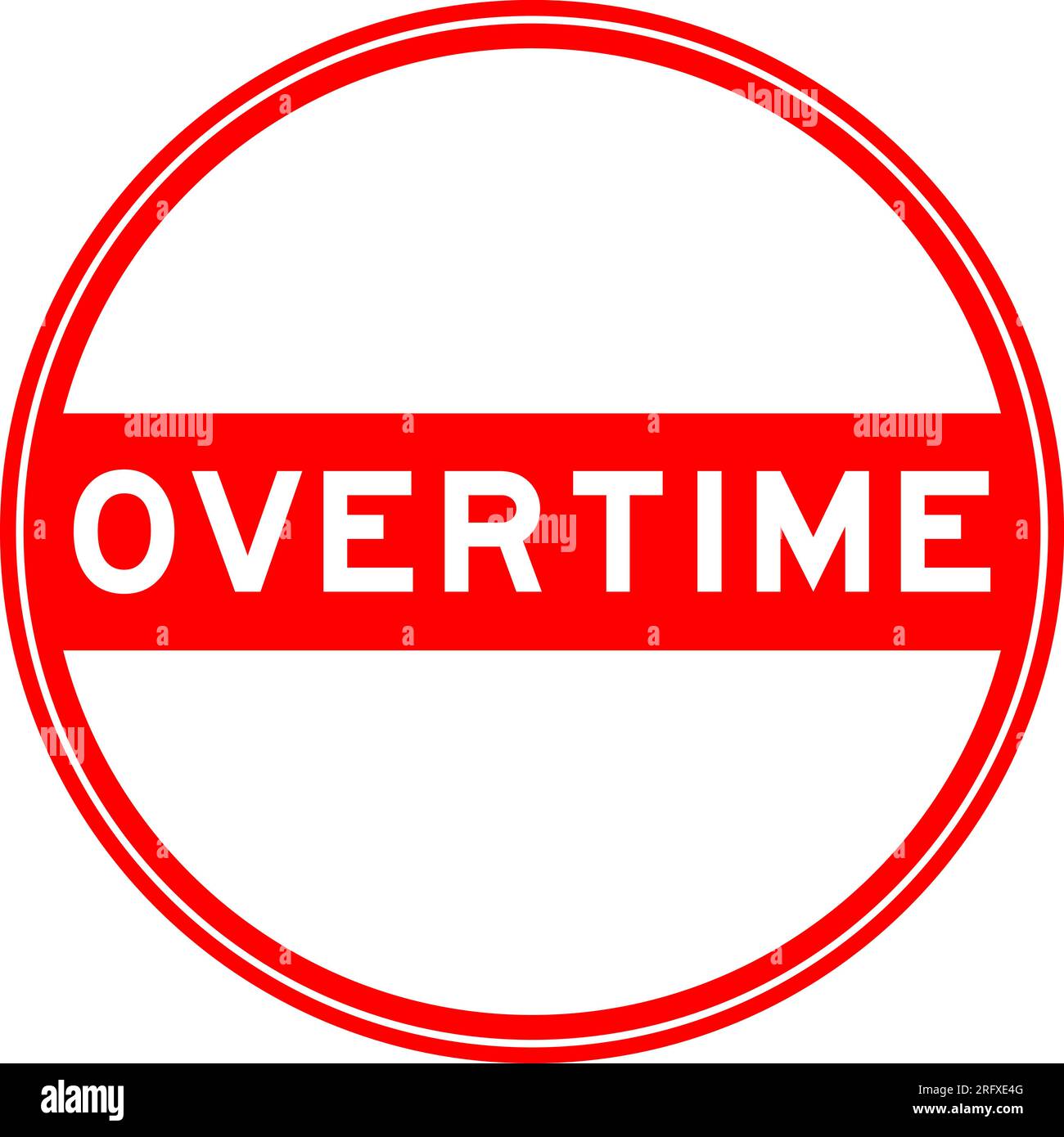 Red color round seal sticker in word overtime on white background Stock ...