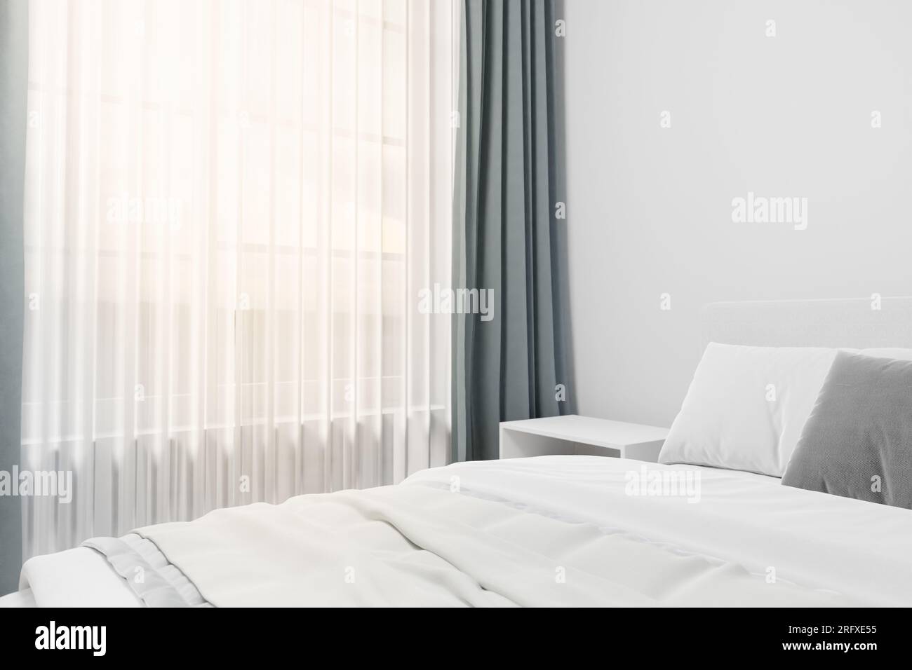 3d illustration of a generic master bedroom as a background or mock-up ...