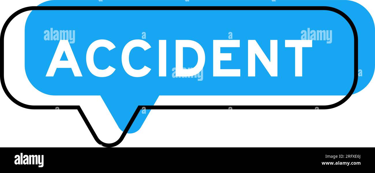 Speech banner and blue shade with word accident on white background ...