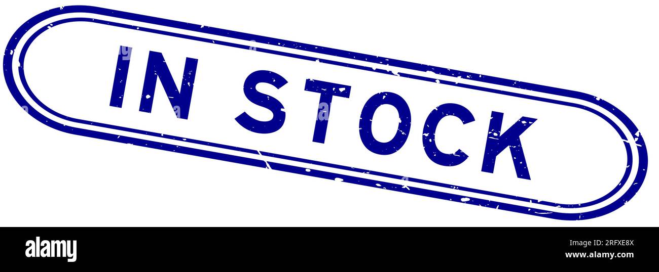 Grunge blue in stock word rubber seal stamp on white background Stock ...