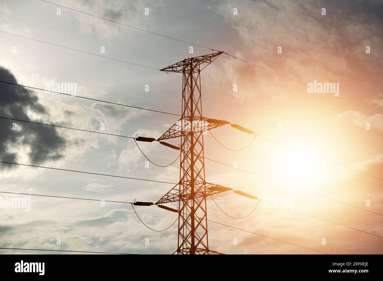 Power lines blue sky backgrounds hi-res stock photography and images ...